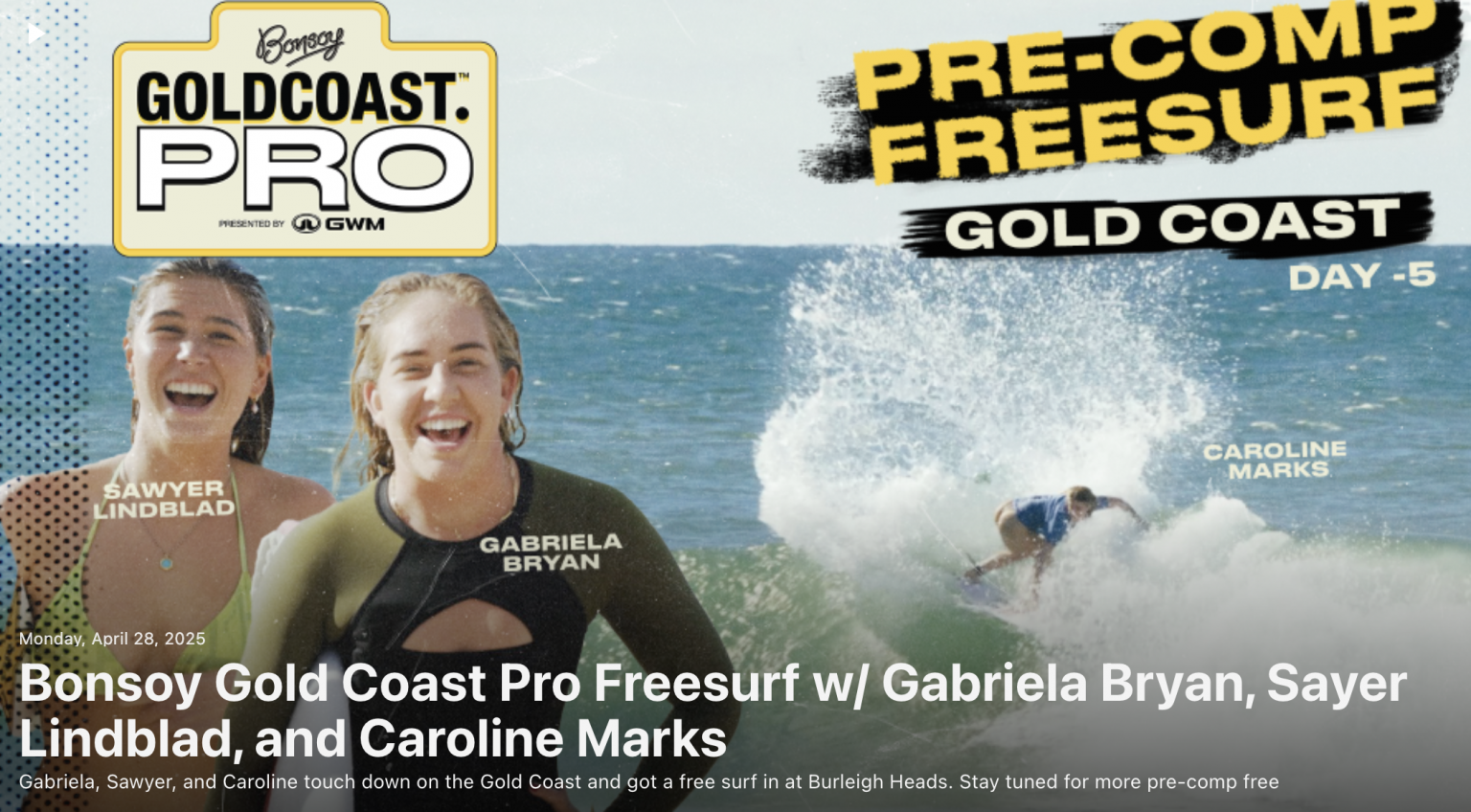 WSL Championship Tour to Land on Burleigh Heads for Bonsoy Gold Coast ...